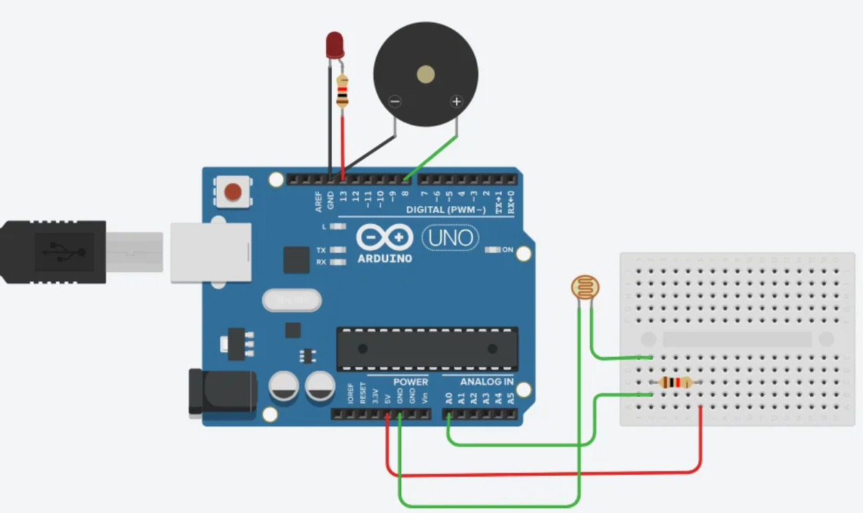 Write a program for detection of the light using photo resistor with ...